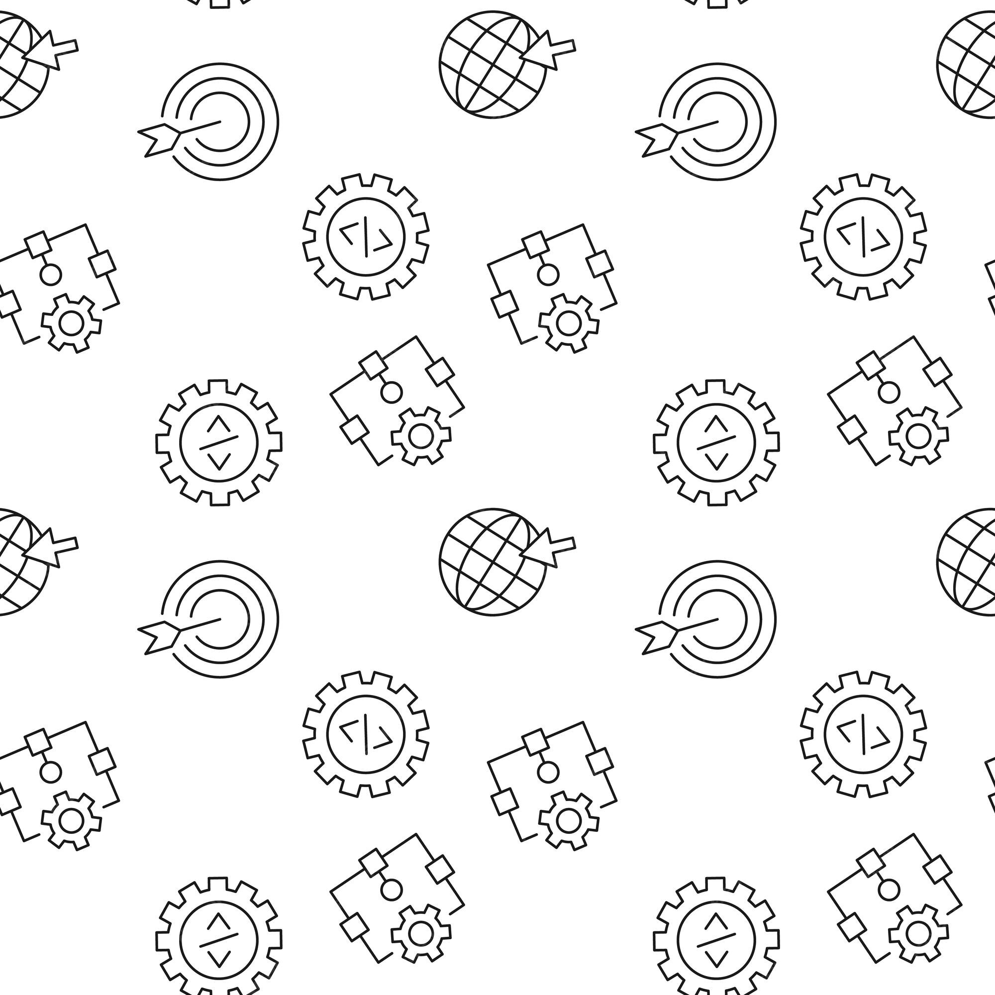 Premium Vector | Vector seamless pattern of target programming algorithm coding on white background