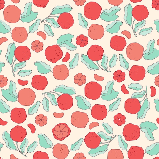 Premium Vector | Vector seamless pattern with grapefruit and green ... Premium Vector | Vector seamless pattern with grapefruit and green ...