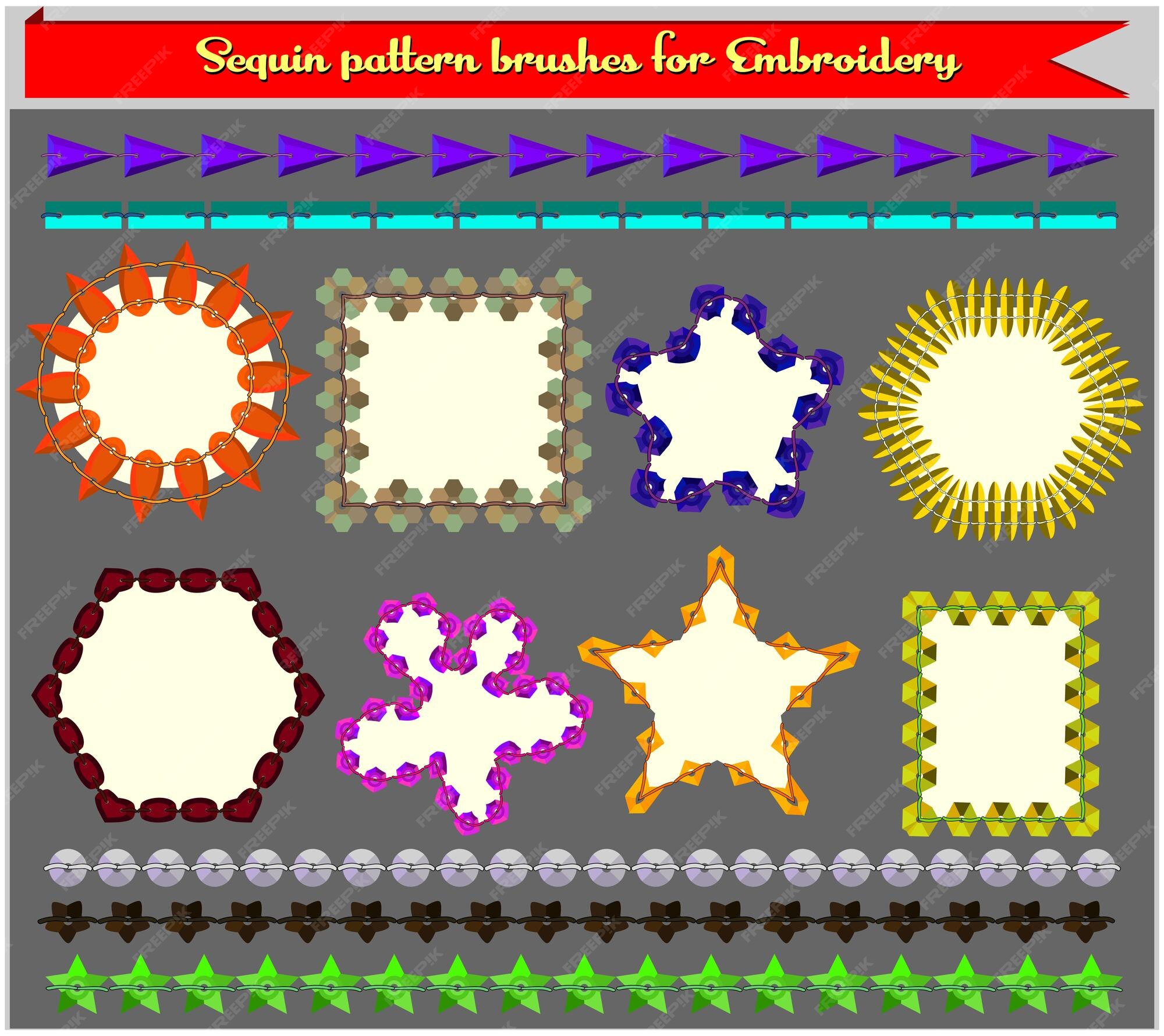 Premium Vector | Vector sequins pattern brush set for embroidery artwork Premium Vector | Vector sequins pattern brush set for embroidery artwork