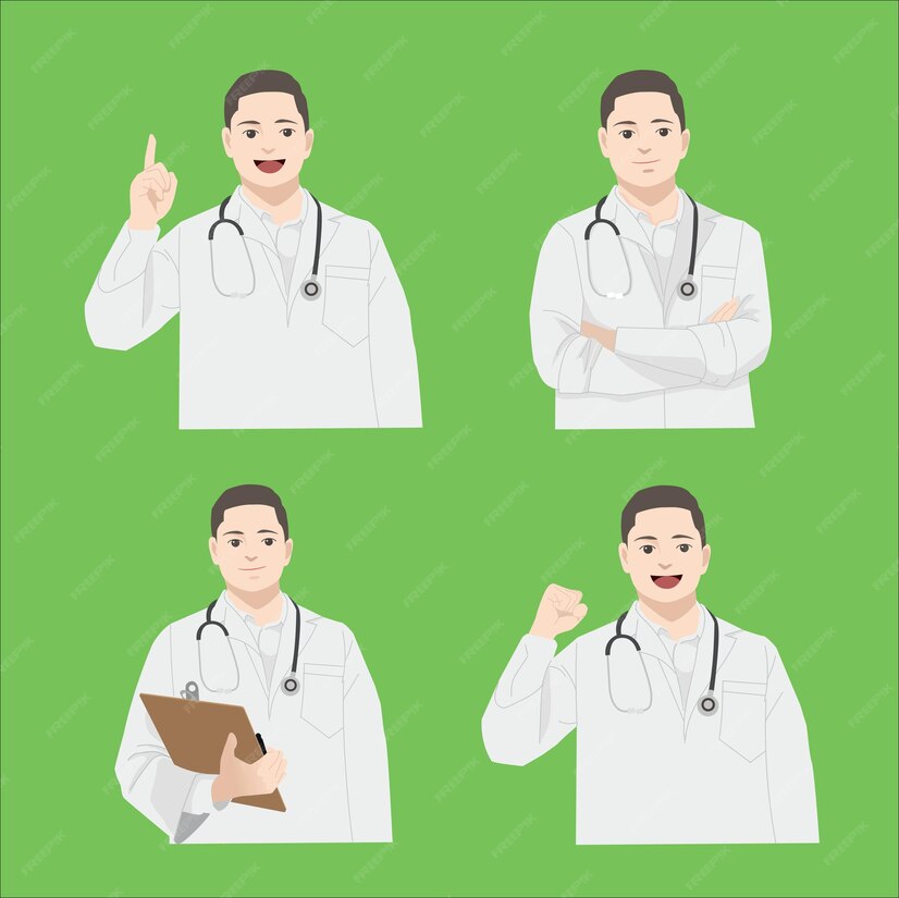 Premium Vector | Vector set of doctor cartoon characters Premium Vector | Vector set of doctor cartoon characters