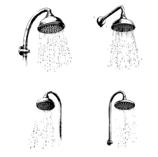 Premium Vector | Vector set of shower sketch Premium Vector | Vector set of shower sketch