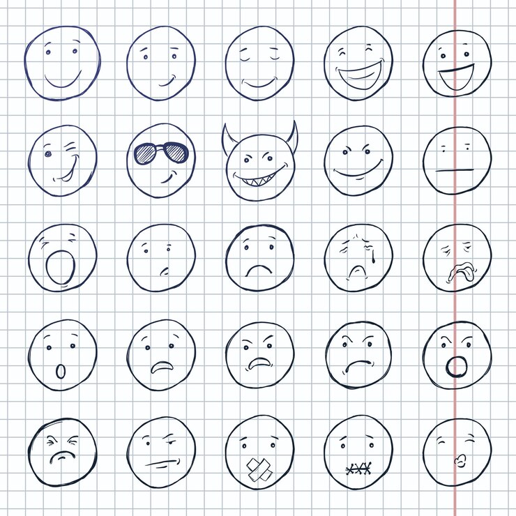 Premium Vector | Vector Set of Sketch Emoticons Premium Vector | Vector Set of Sketch Emoticons