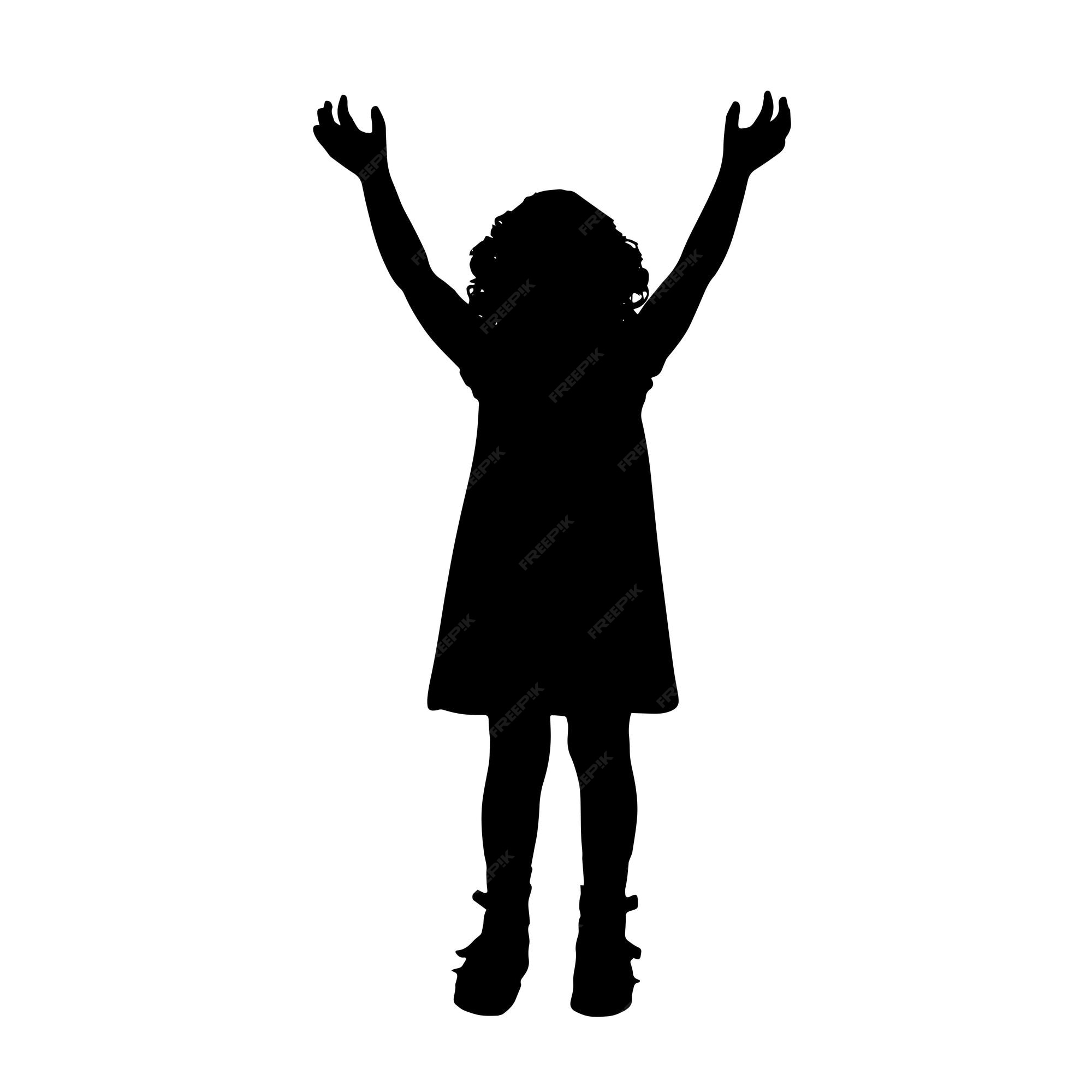 Woman Silhouette Standing Arms Up