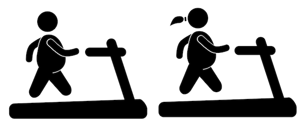 Premium Vector | Vector simple set 2 obesity walk stickman at treadmill ... Premium Vector | Vector simple set 2 obesity walk stickman at treadmill ...