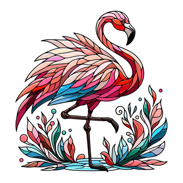 Premium Vector | Vector stained glass Flamingo Premium Vector | Vector stained glass Flamingo