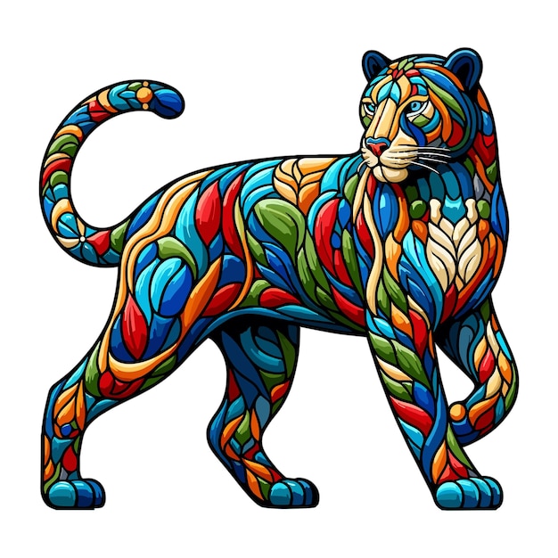 Premium Vector | Vector stained glass Jaguar Premium Vector | Vector stained glass Jaguar