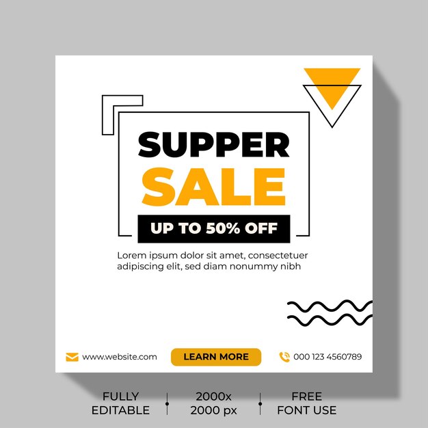 Premium Vector | Vector supper sale social media post template Premium Vector | Vector supper sale social media post template