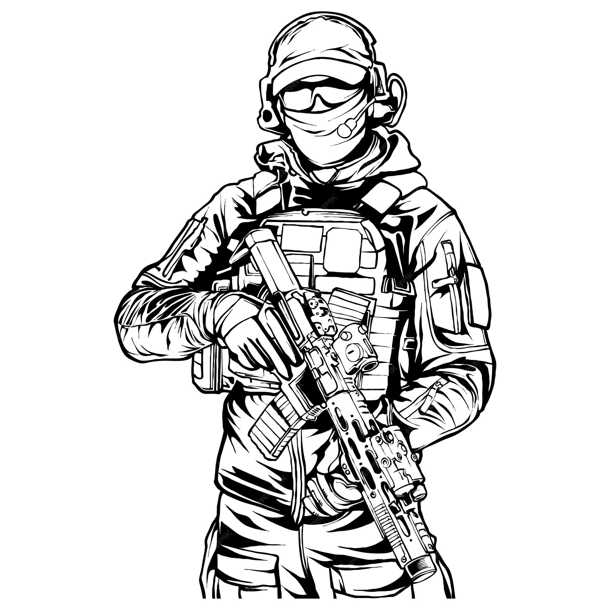 Premium Vector | Vector tactical soldier us army Premium Vector | Vector tactical soldier us army