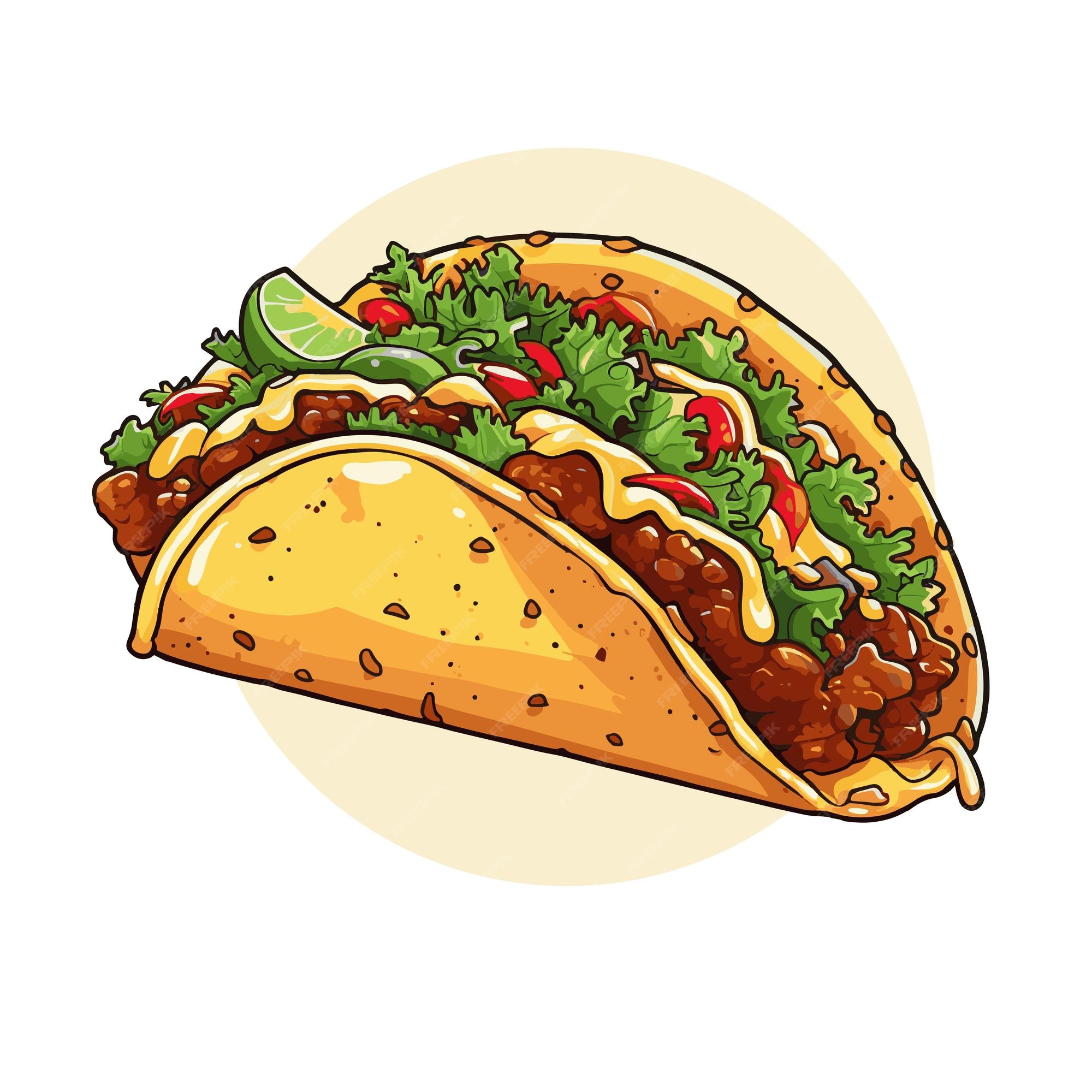 Premium Vector Vector Tasty Taco Illustration Mexican Junk Food Logo Icon Hand Drawing