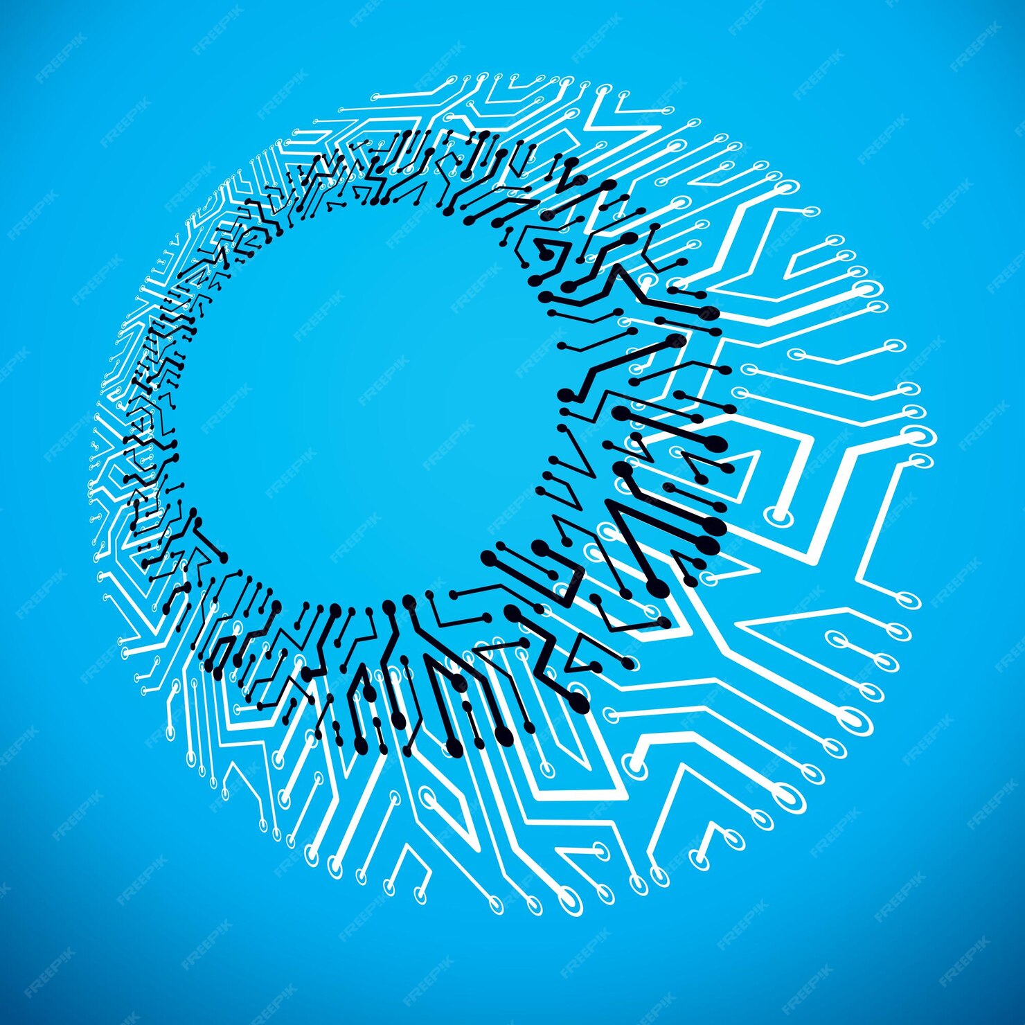 Premium Vector | Vector technology cpu design with circular ...