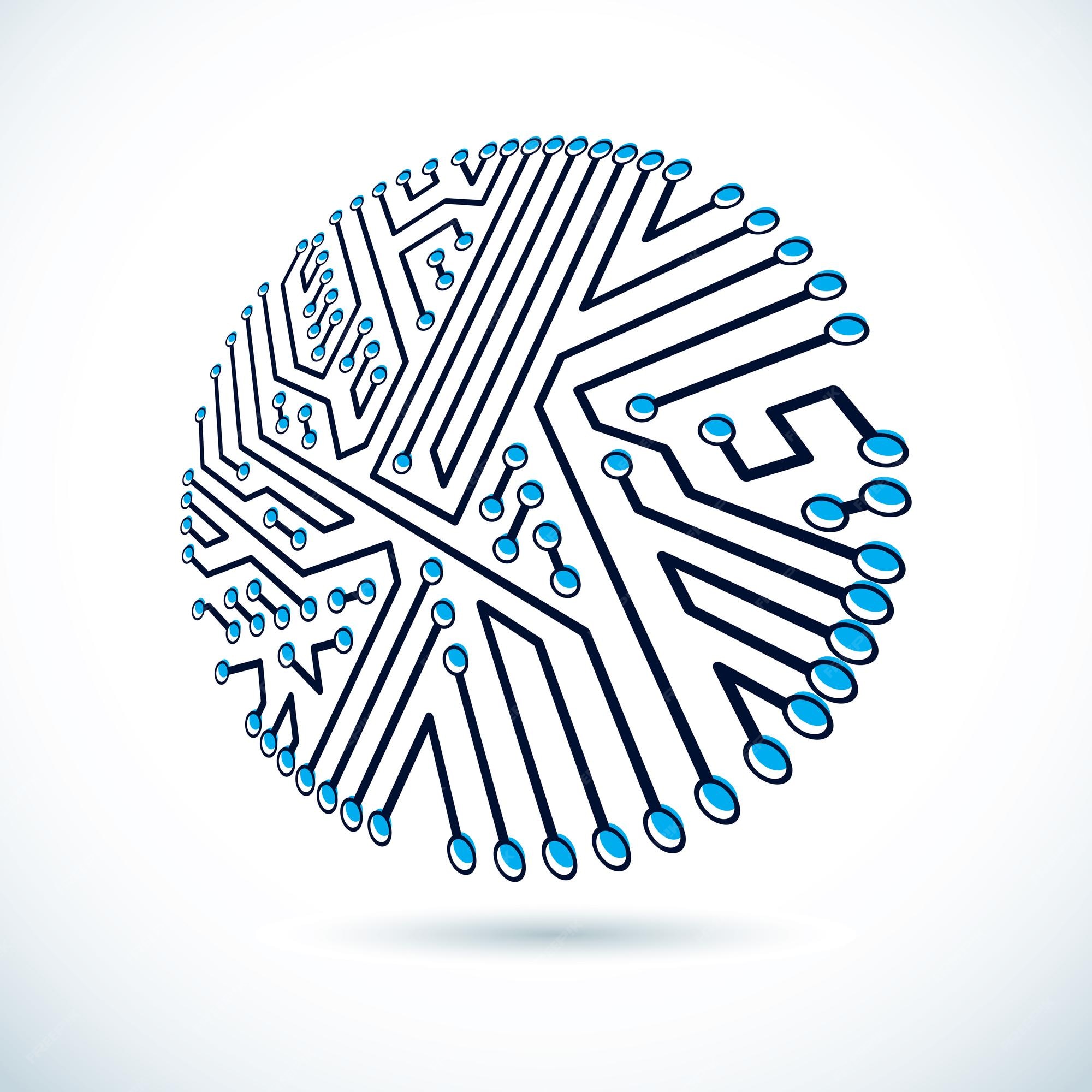 Premium Vector Vector Technology Cpu Design With Circular Microprocessor Scheme Computer