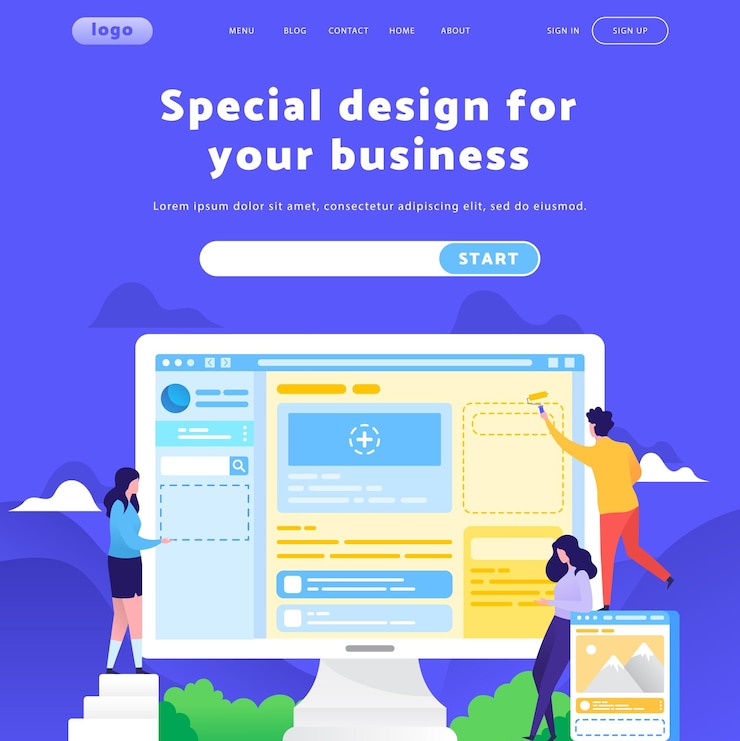 Premium Vector | Vector web site design template Business team building ... Premium Vector | Vector web site design template Business team building ...