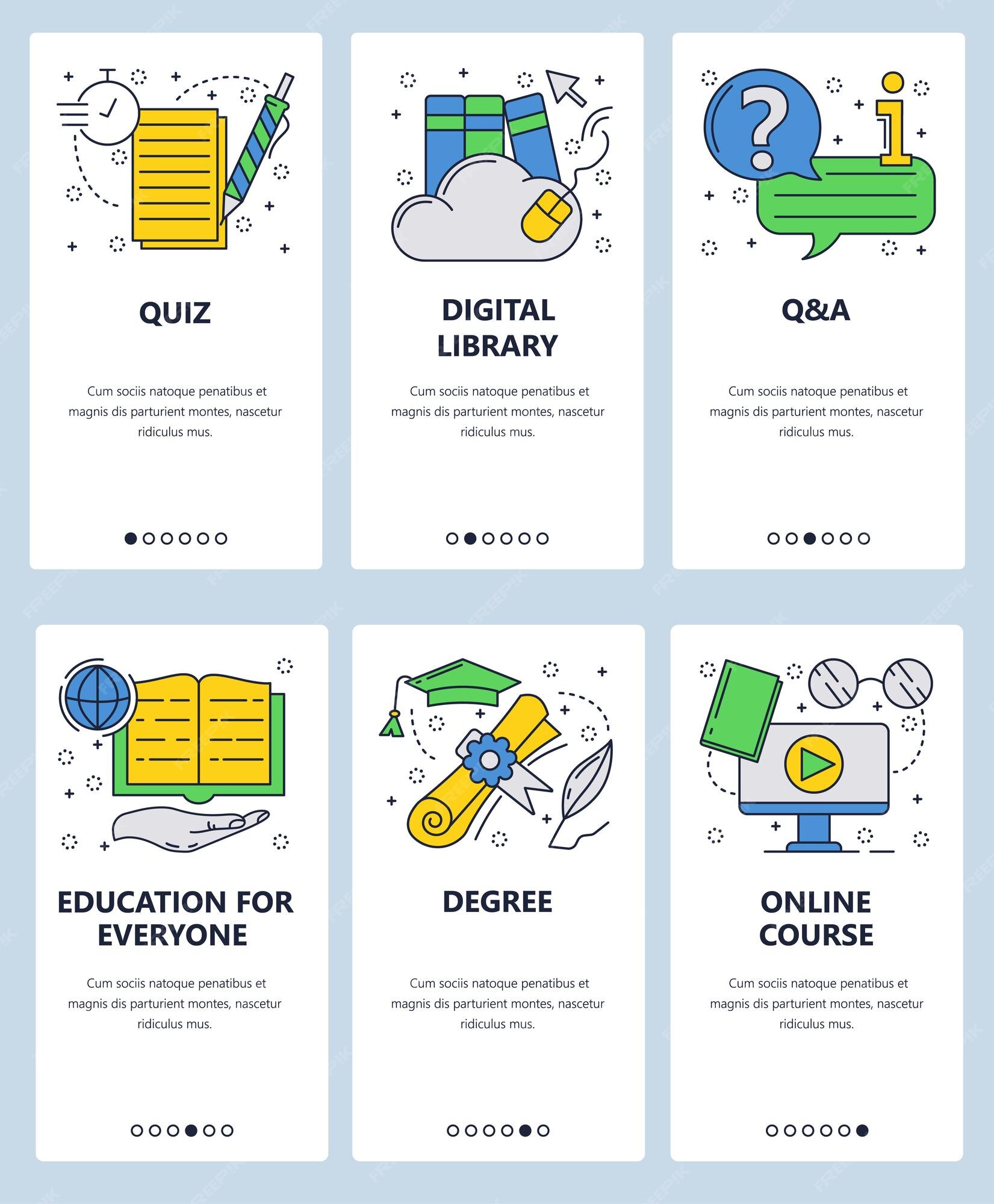 Premium Vector Vector Web Site Linear Art Onboarding Screens Template Online Education And