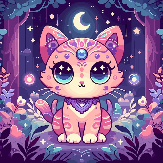 Premium Vector | Vector whimsical adventures of enchanted cats Premium Vector | Vector whimsical adventures of enchanted cats