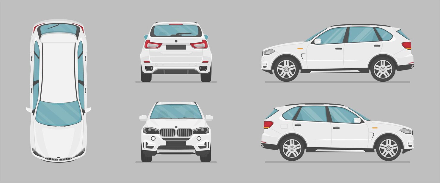 Premium Vector | Vector white suv car from different sides Premium Vector | Vector white suv car from different sides