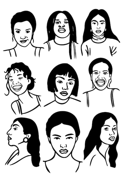 Premium Vector Vector Women Faces Expressions