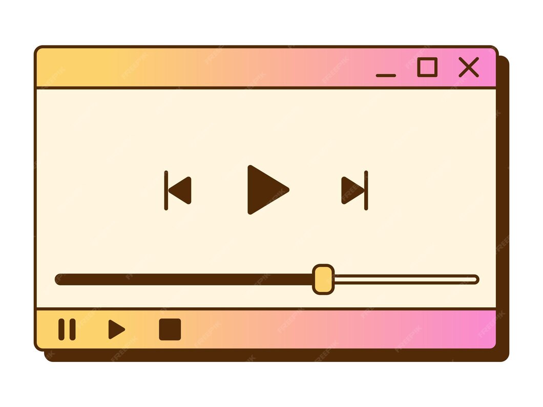 벡터 Y2k 비디오 플레이어 창 향수를 불러일으키는 Ui Retro Vaporwave 컴퓨터 인터페이스 진행률 표시줄이 있는