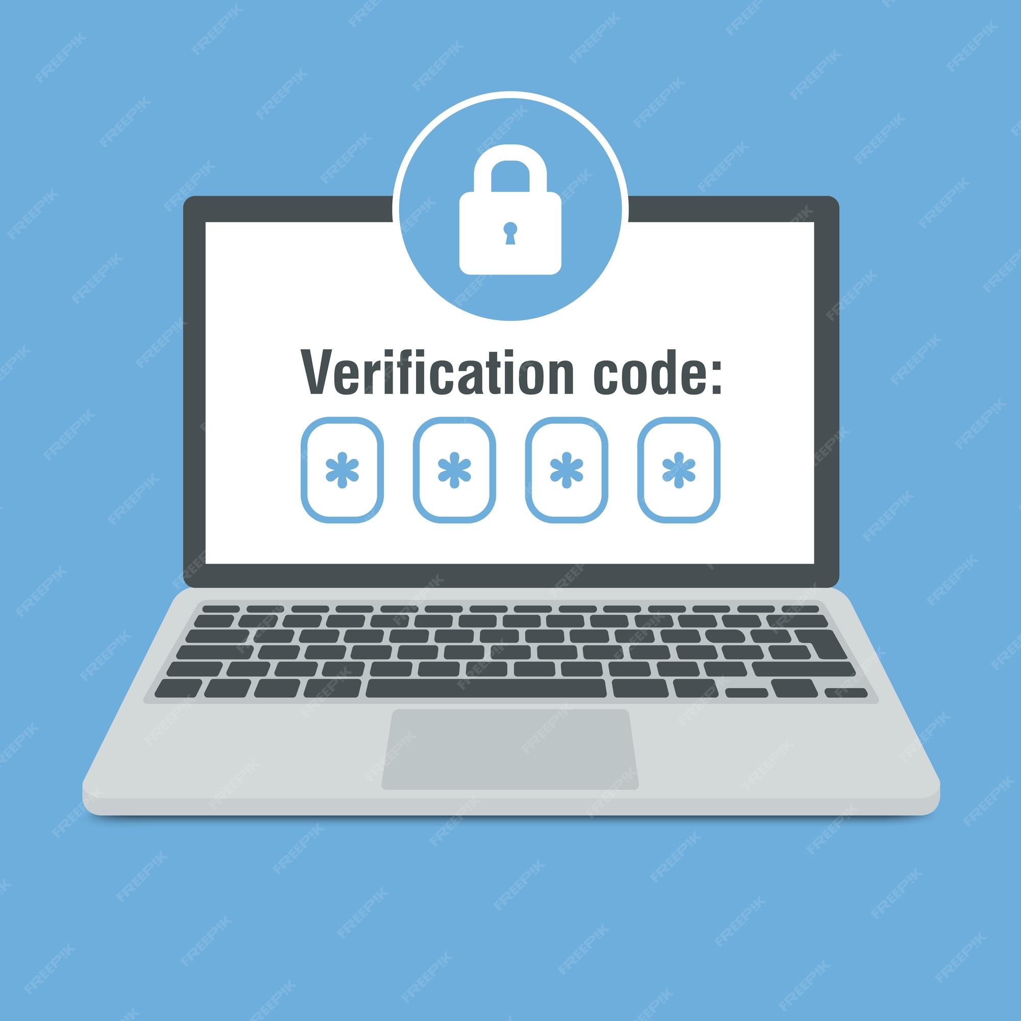 Premium Vector Verification Code Message On Laptop Notice With Code