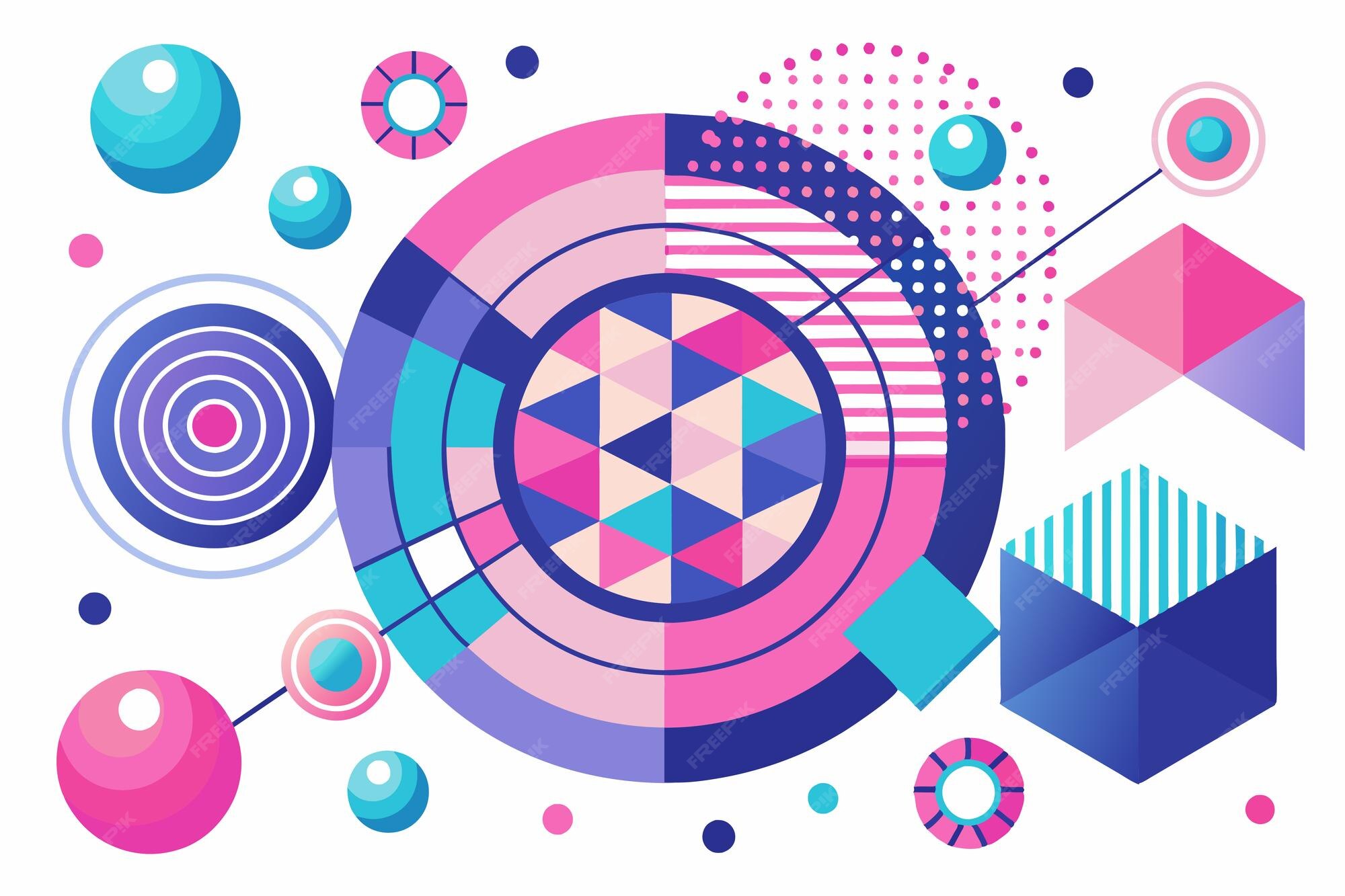 A Vibrant Abstract Design Featuring An Array Of Geometric Shapes In Various Colors Creating A