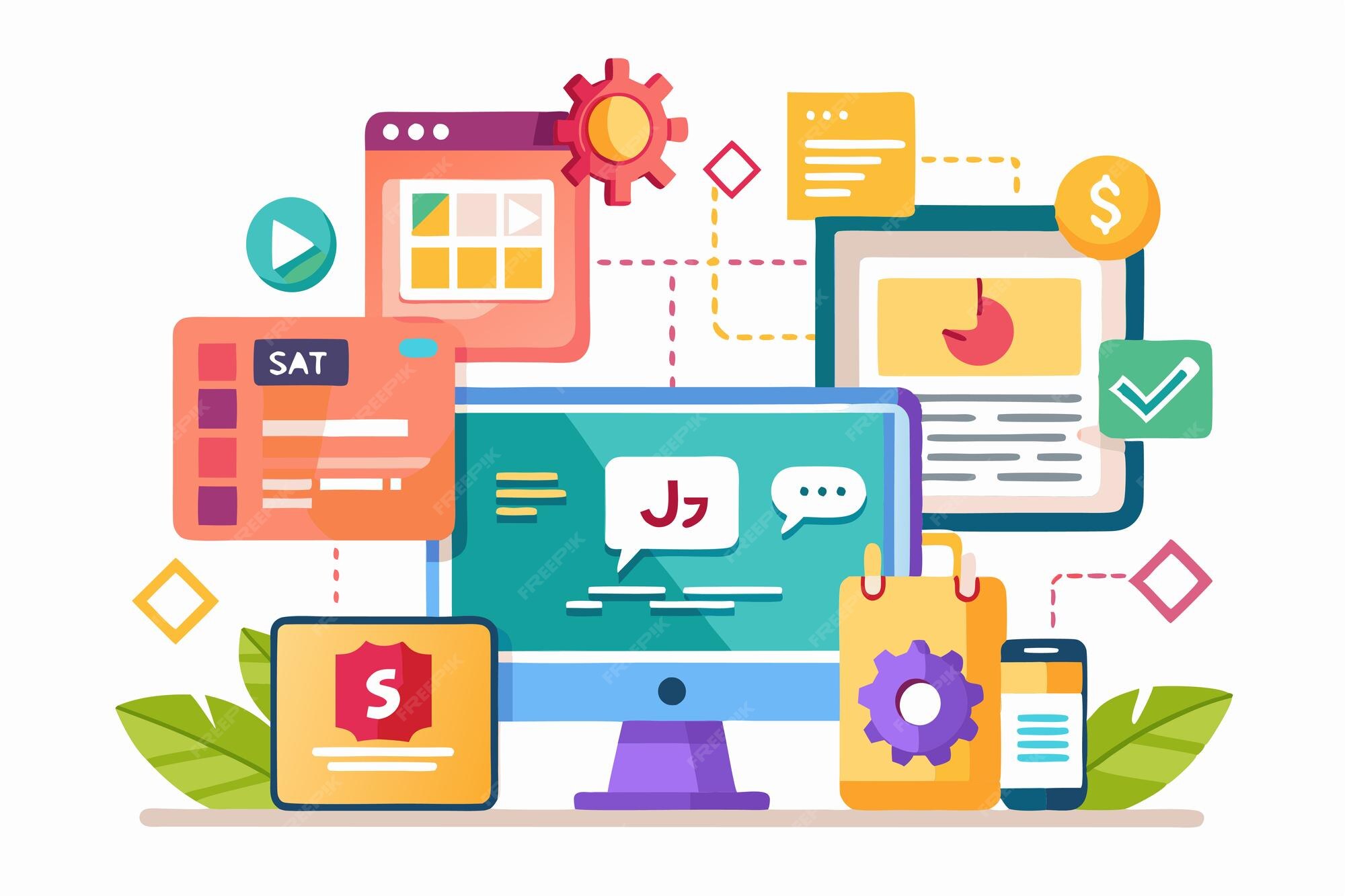 A vibrant display of customizable frameworks showcasing web development ...