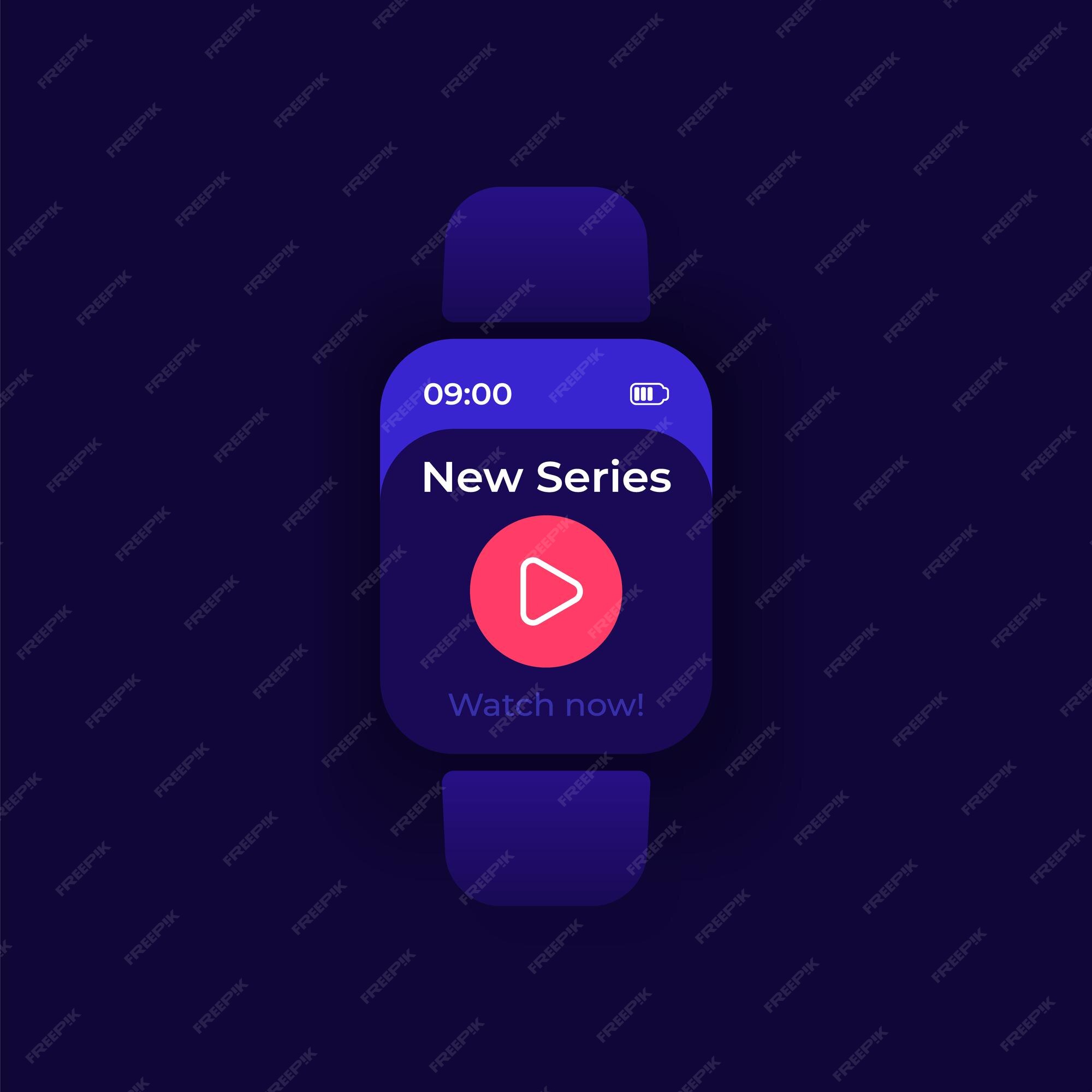 Premium Vector | Video broadcasting smartwatch interface vector template. mobile app ...