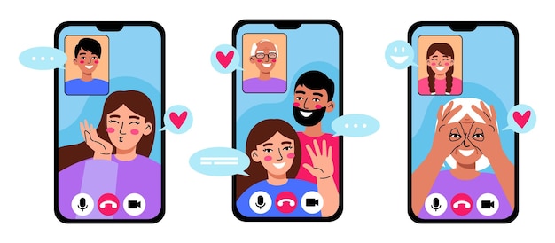 Premium Vector | Video communication conference family on the internet ... Premium Vector | Video communication conference family on the internet ...
