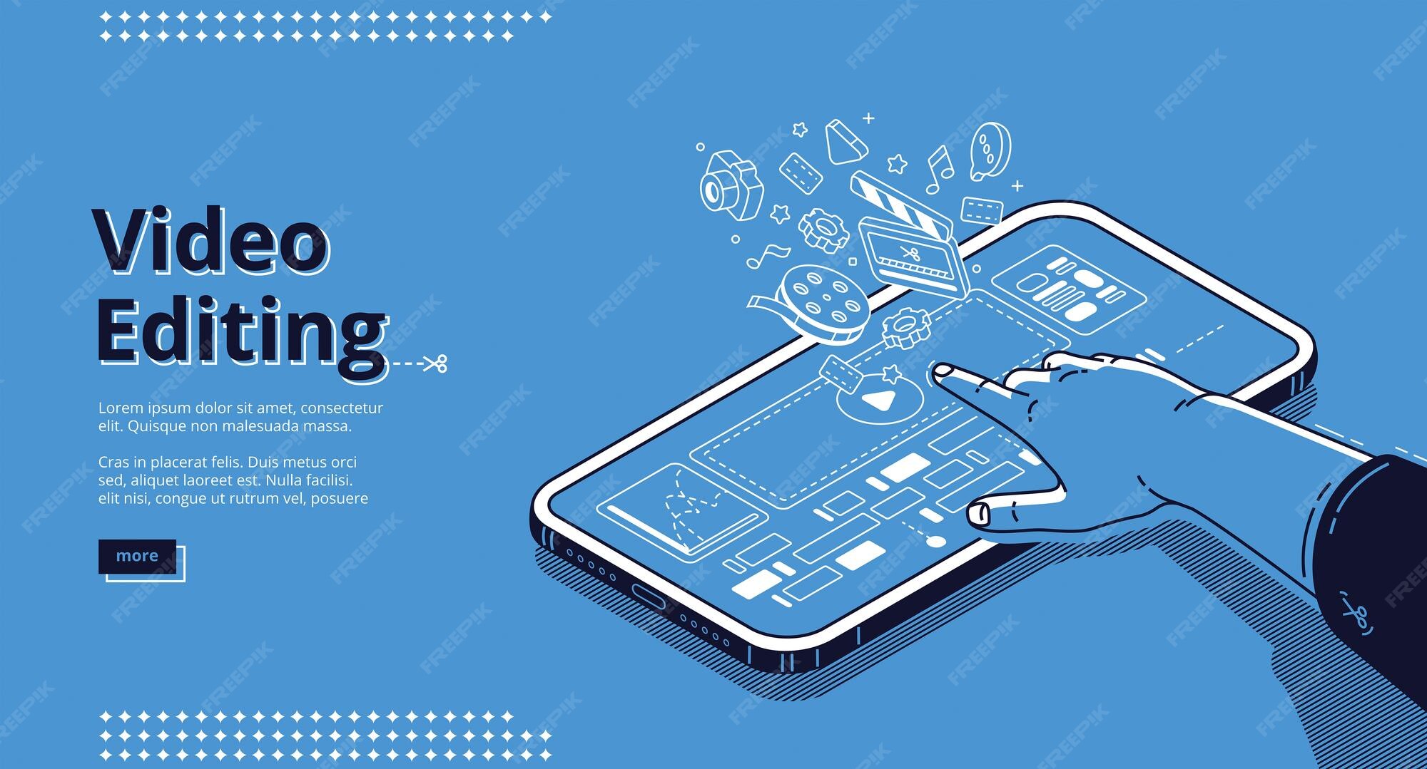 Premium Vector | Video editing banner Film production software for ... Premium Vector | Video editing banner Film production software for ...