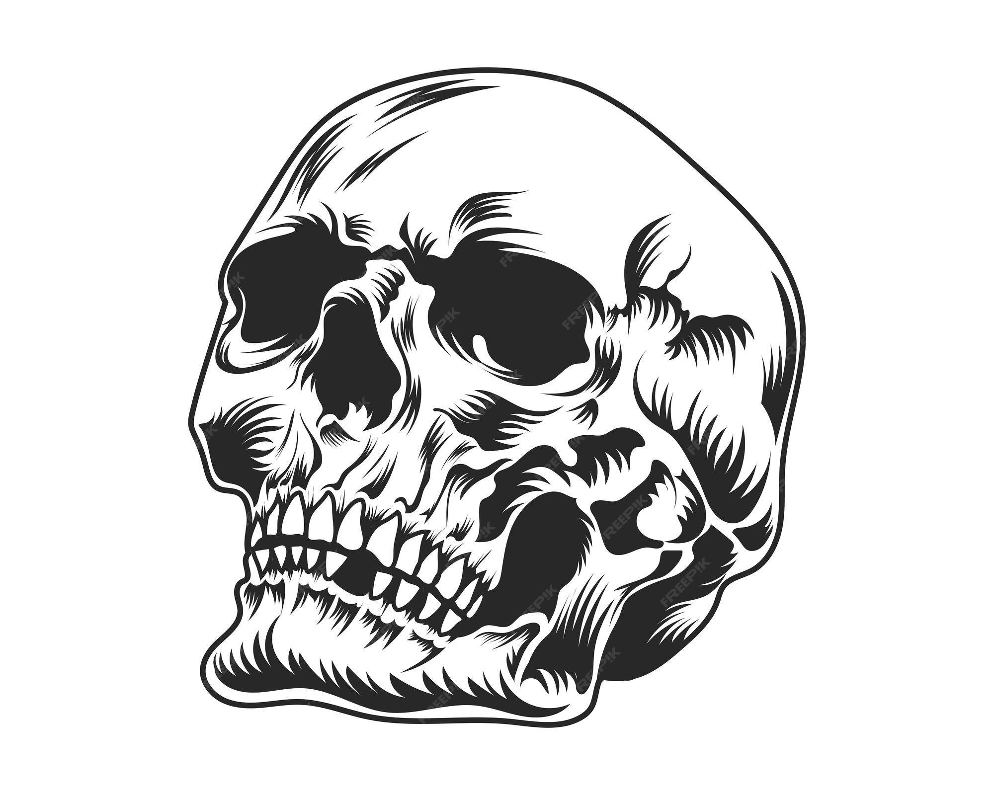 Premium Vector Vintage Human Skull Vector Illustration For T Shirt