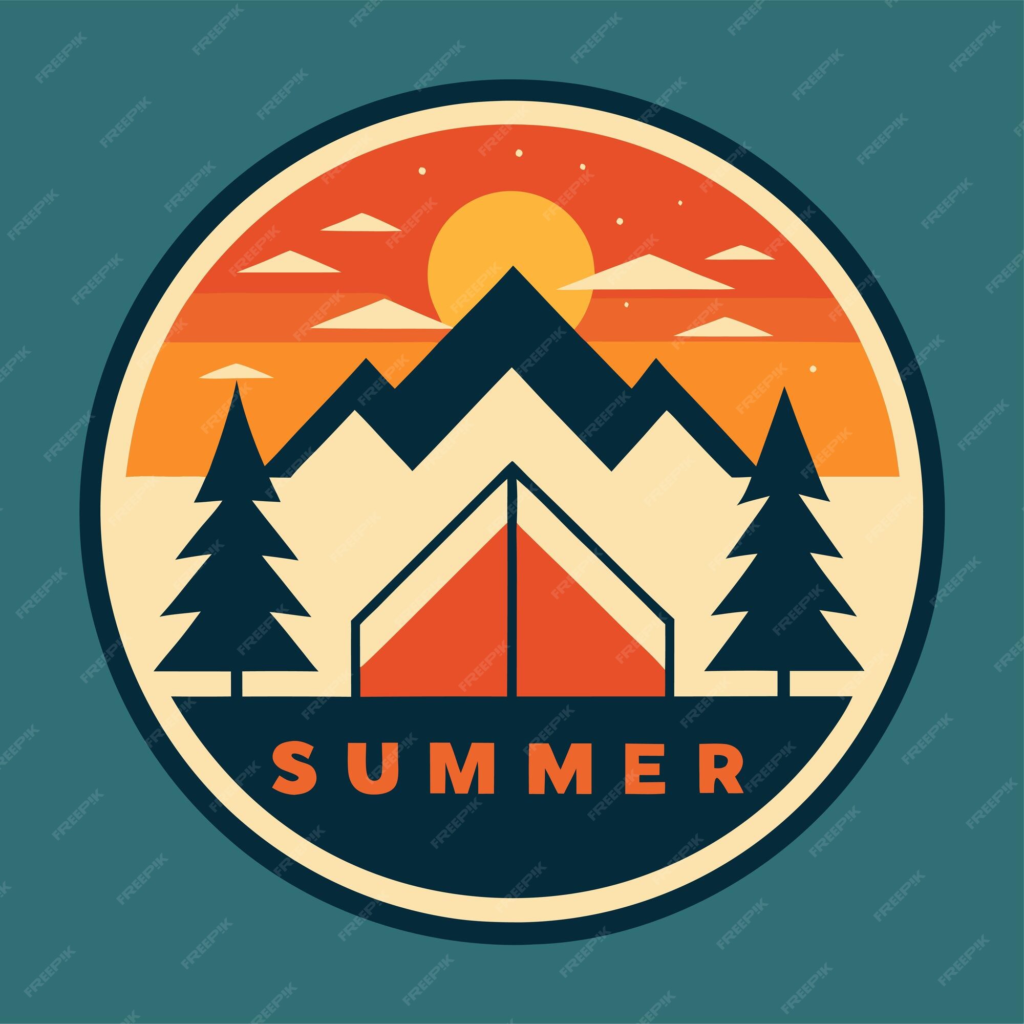 Vintage Summer Camp Logo Design Concept Vector Art And Illustration