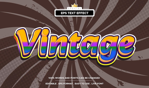 Premium Vector Vintage Text Effect Template With 3d Style Editable