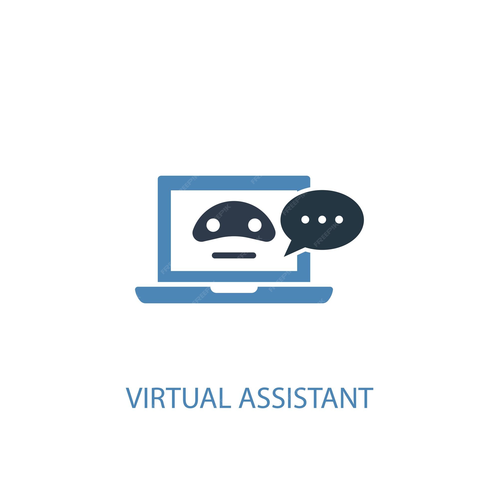 Premium Vector | Virtual assistant concept 2 colored icon. simple blue ... Premium Vector | Virtual assistant concept 2 colored icon. simple blue ...