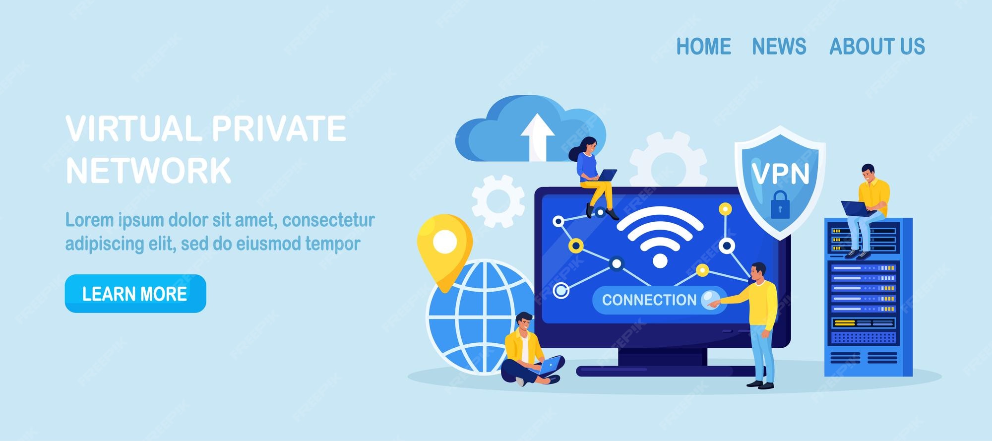 Premium Vector | Virtual Private Network People Using VPN Technology System to Protect his ...
