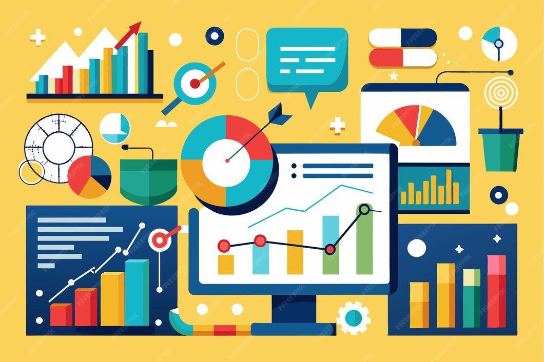 Visual data analysis showcasing various charts and graphs on computer ...