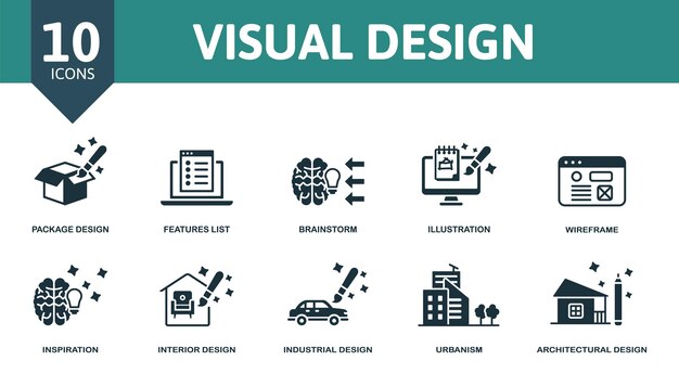 Premium Vector | Visual design set icon editable icons visual design theme Premium Vector | Visual design set icon editable icons visual design theme