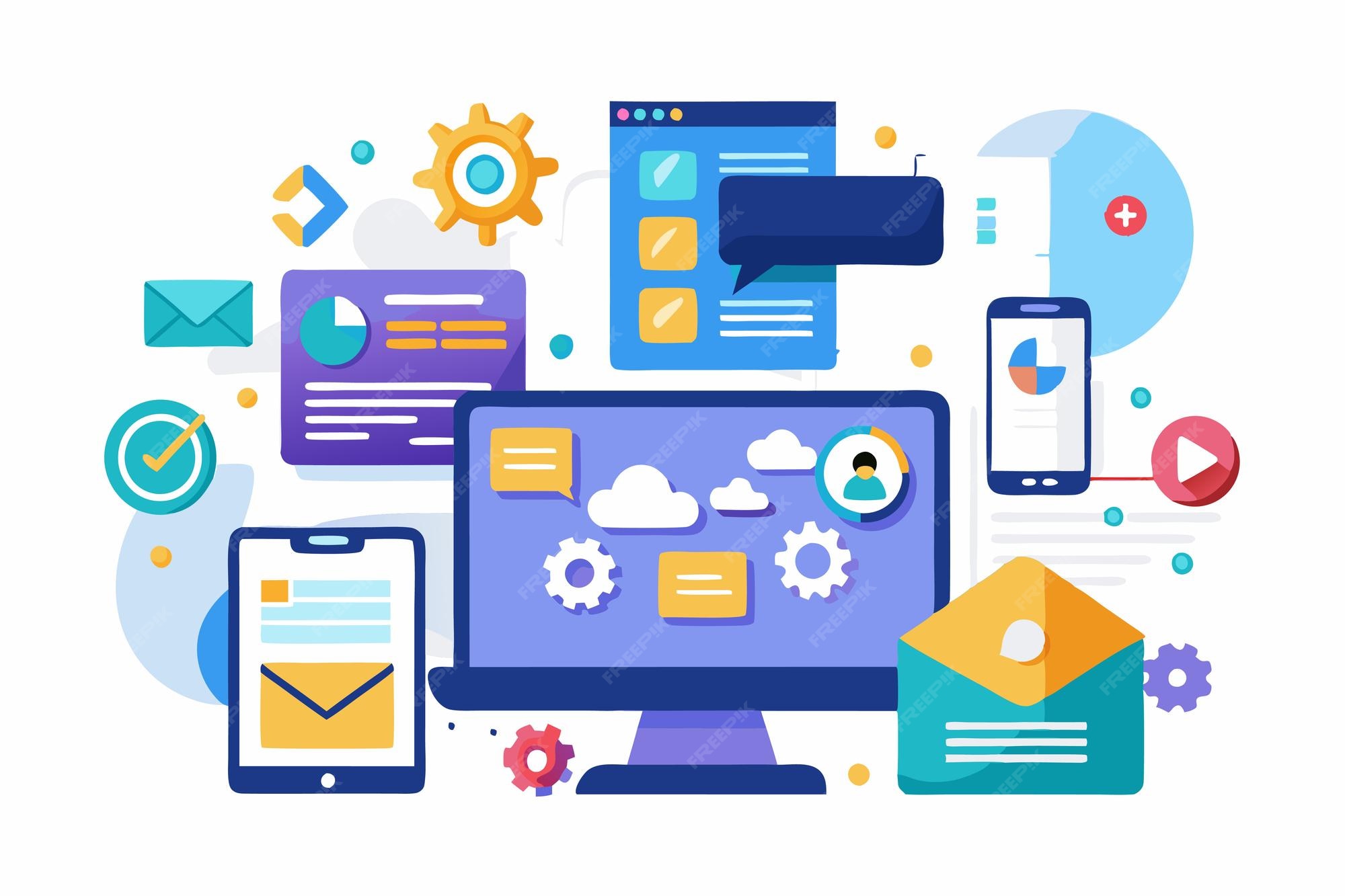Visual representation of key components for building a notifications application interface ...