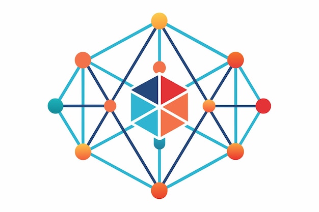 Visual Representation Of A Network Structure With Interconnected Nodes And Lines In A Geometric