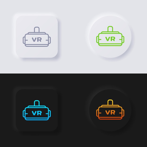 Vr 안경 아이콘은 웹 디자인 응용 프로그램 Ui 및 기타 버튼 벡터를 위한 다중 색상 뉴모피즘 버튼 소프트 Ui 디자인을