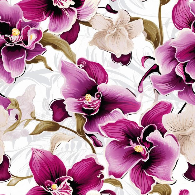 Premium Vector | A wallpaper with purple and purple flowers and leaves Premium Vector | A wallpaper with purple and purple flowers and leaves