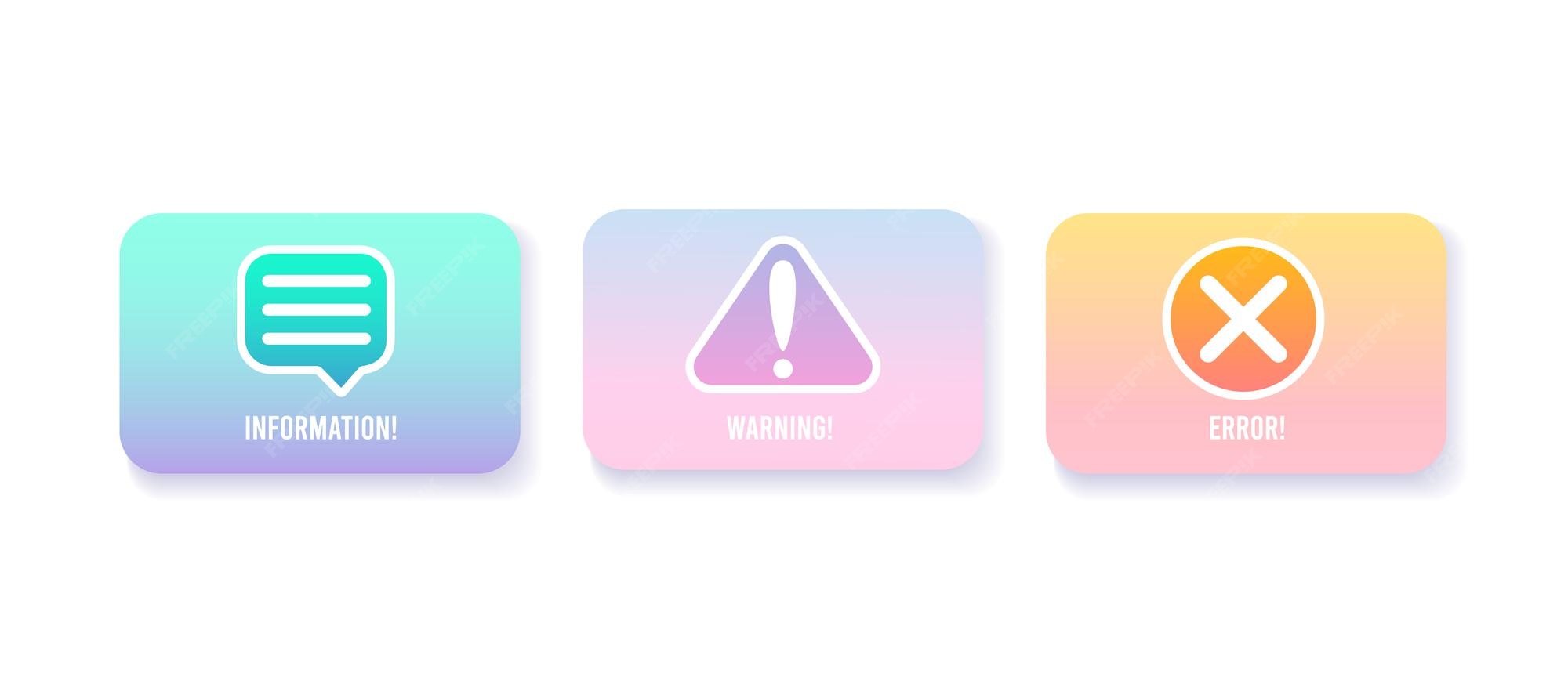 Premium Vector | Warning info and error pop up messages for mobile ui ...