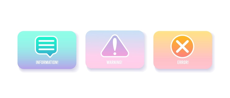 Premium Vector | Warning info and error pop up messages for mobile ui ...