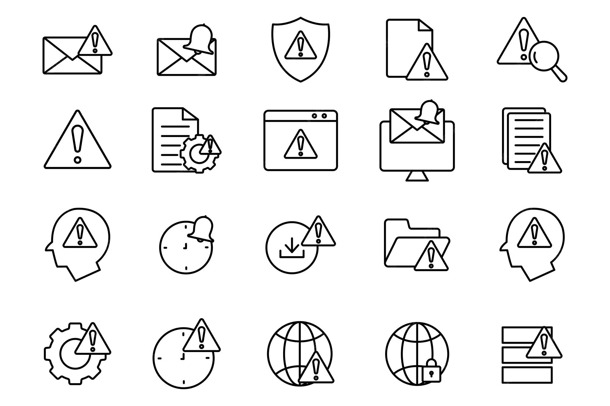 Premium Vector Warning And Notification Icon Set Warning Notification System Error Network