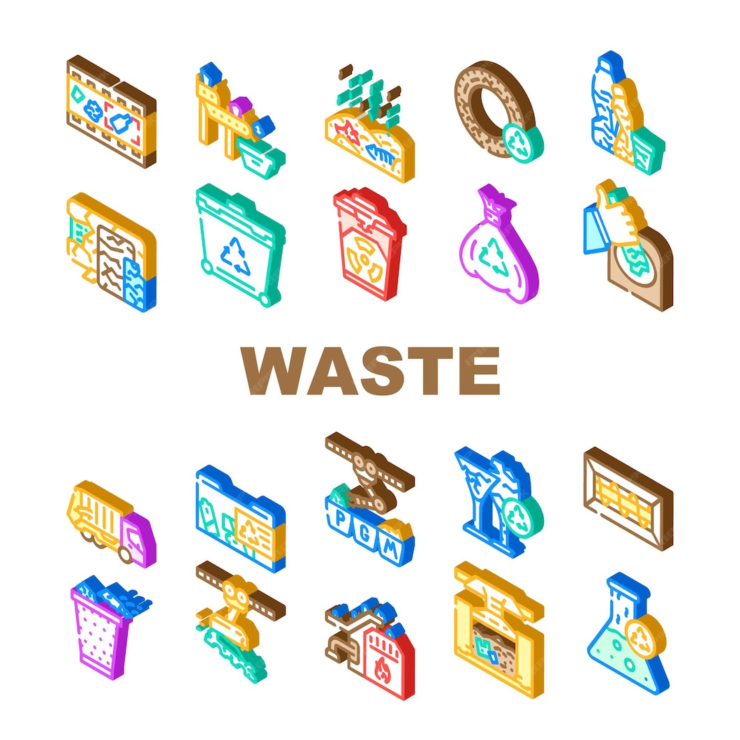 Premium Vector | Waste sorting conveyor equipment icons set vector ... Premium Vector | Waste sorting conveyor equipment icons set vector ...