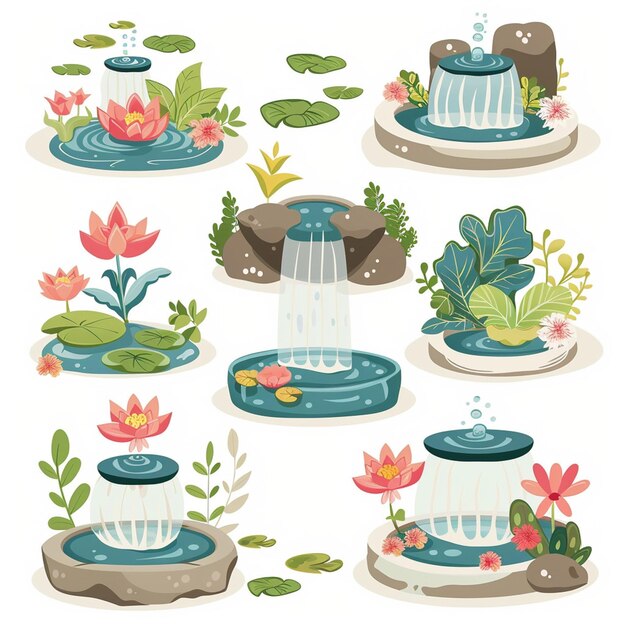 Water Feature Vector Set simple and mi | Premium AI-generated vector Water Feature Vector Set simple and mi | Premium AI-generated vector