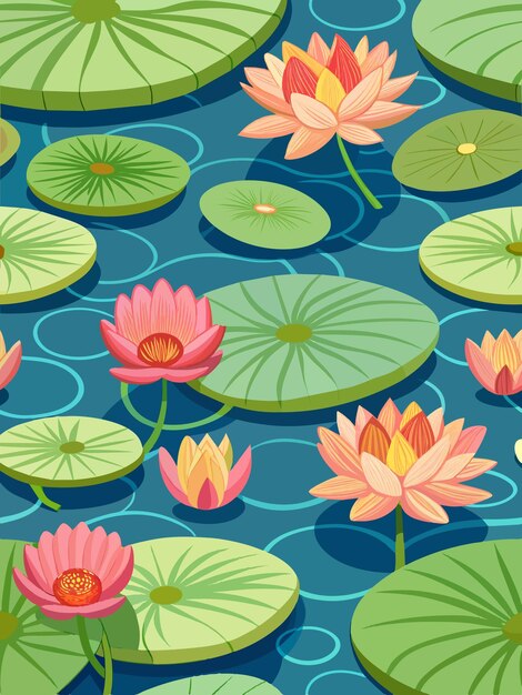 Premium Vector A Water Lily Pad With A Green Background With Water Lilies