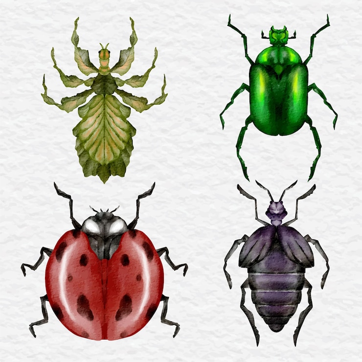 Premium Vector Watercolor Insect Collection Clip Art Illustration