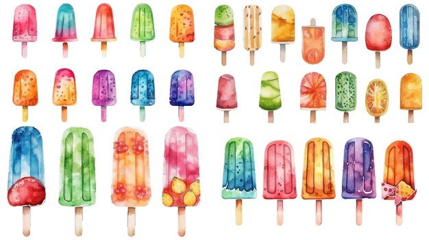 Premium Vector | Watercolor popsicles clipart illustration collection Premium Vector | Watercolor popsicles clipart illustration collection