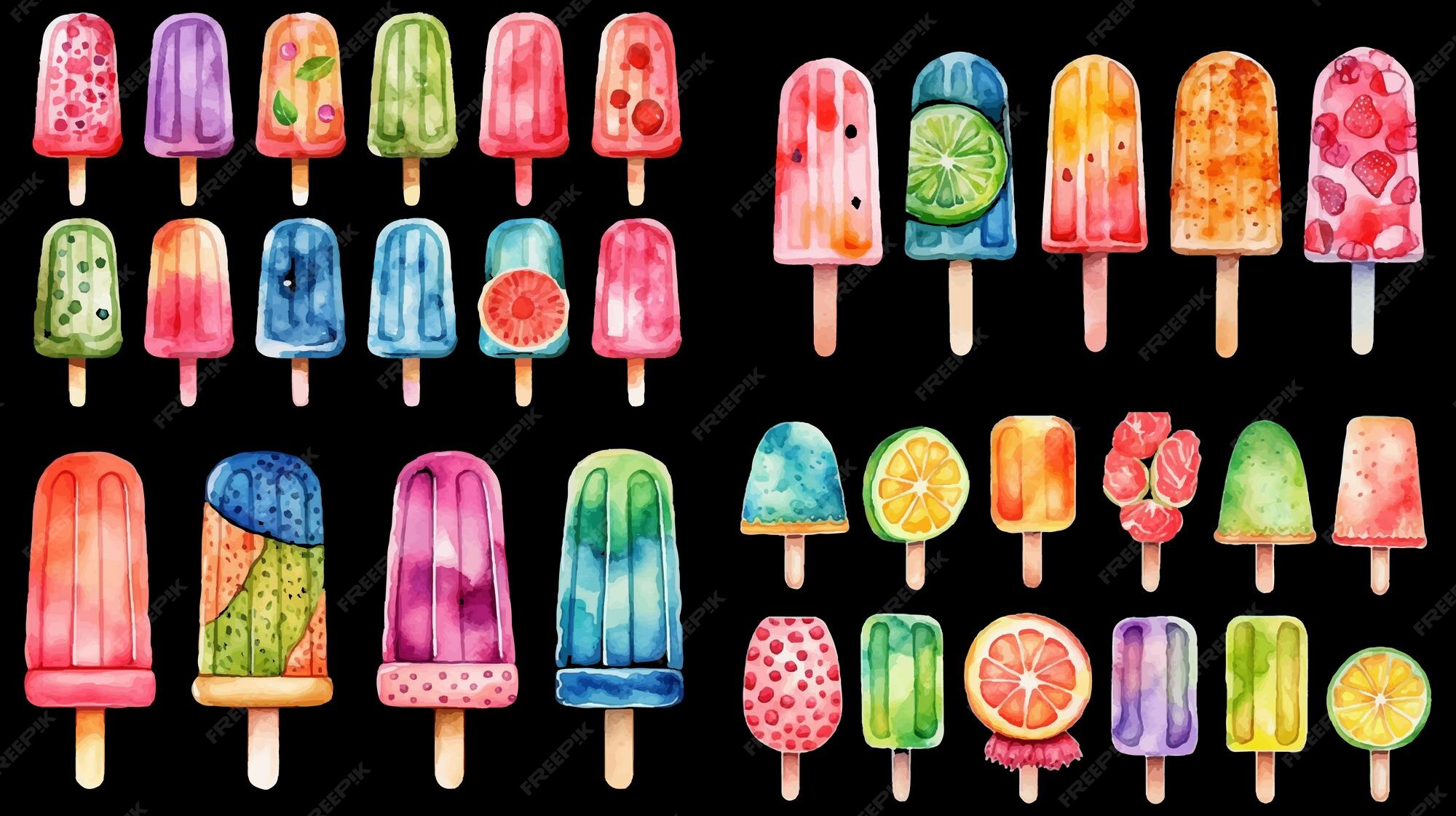 Premium Vector | Watercolor popsicles clipart illustration collection Premium Vector | Watercolor popsicles clipart illustration collection