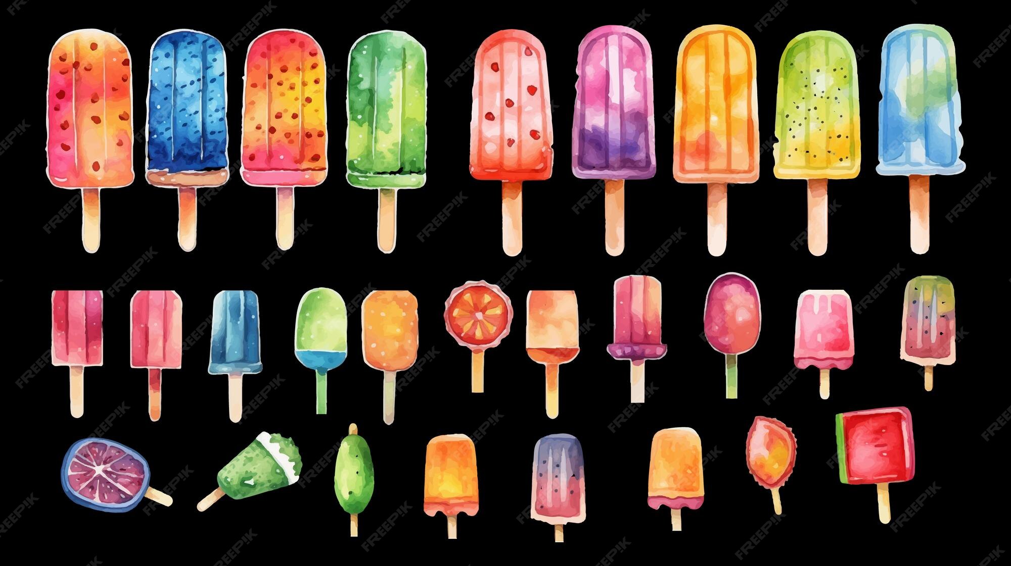 Premium Vector | Watercolor popsicles clipart illustration collection Premium Vector | Watercolor popsicles clipart illustration collection