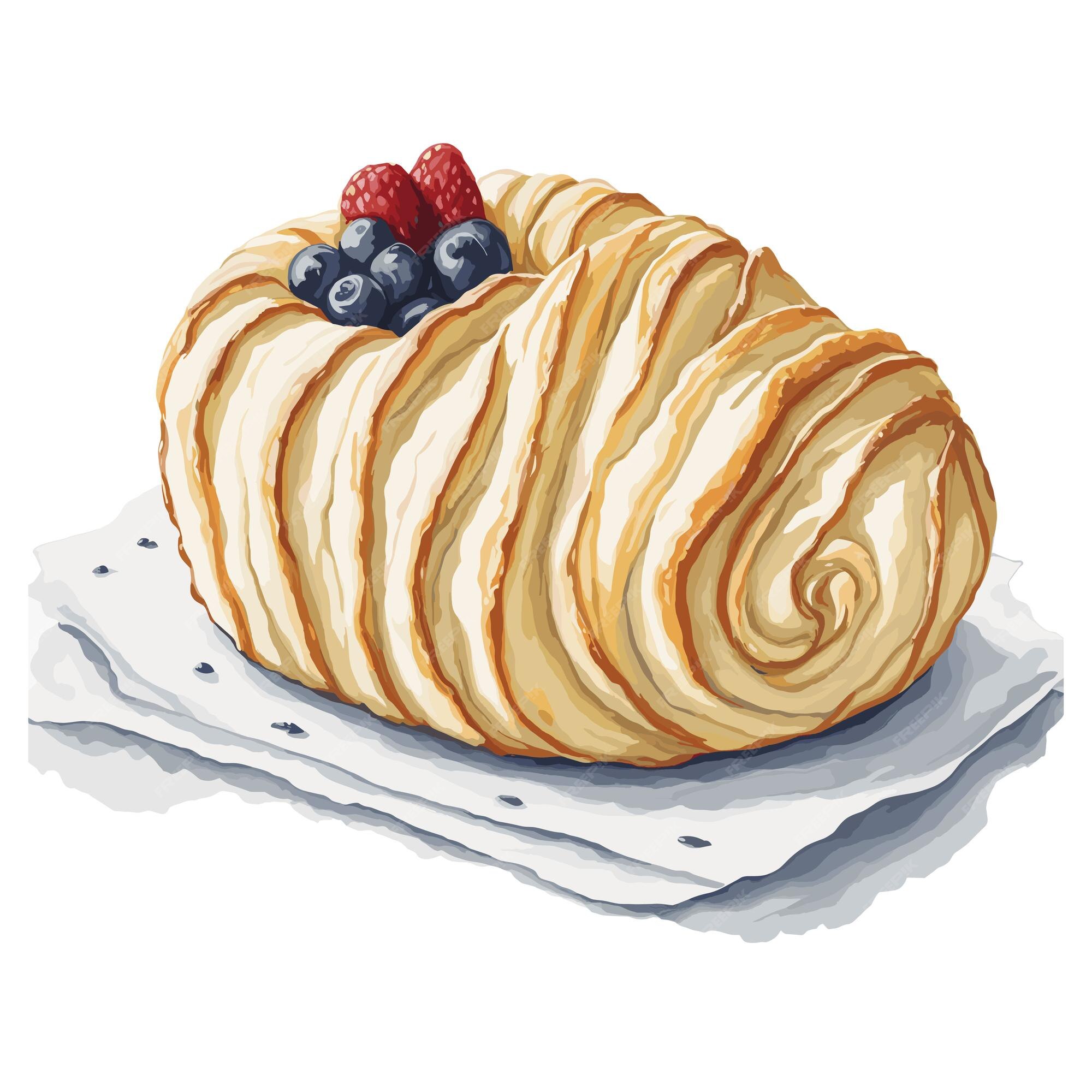 Premium Vector | Watercolor vector Danish pastry clipart editable white ... Premium Vector | Watercolor vector Danish pastry clipart editable white ...