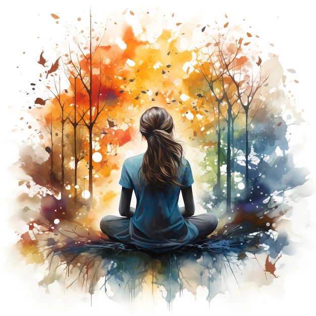 Premium Vector | Watercolor Vector Mindfulness Vector On White Background Premium Vector | Watercolor Vector Mindfulness Vector On White Background